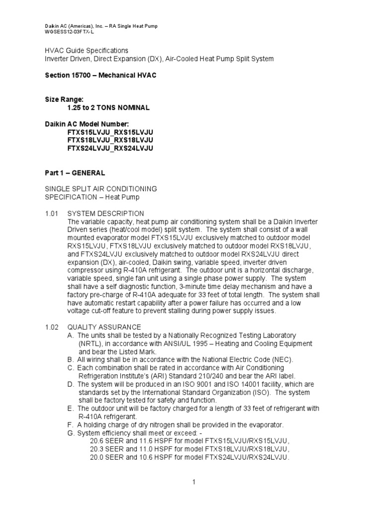 WGS RXS - FTXS15 24lvju | PDF | Air Conditioning | Heat Pump