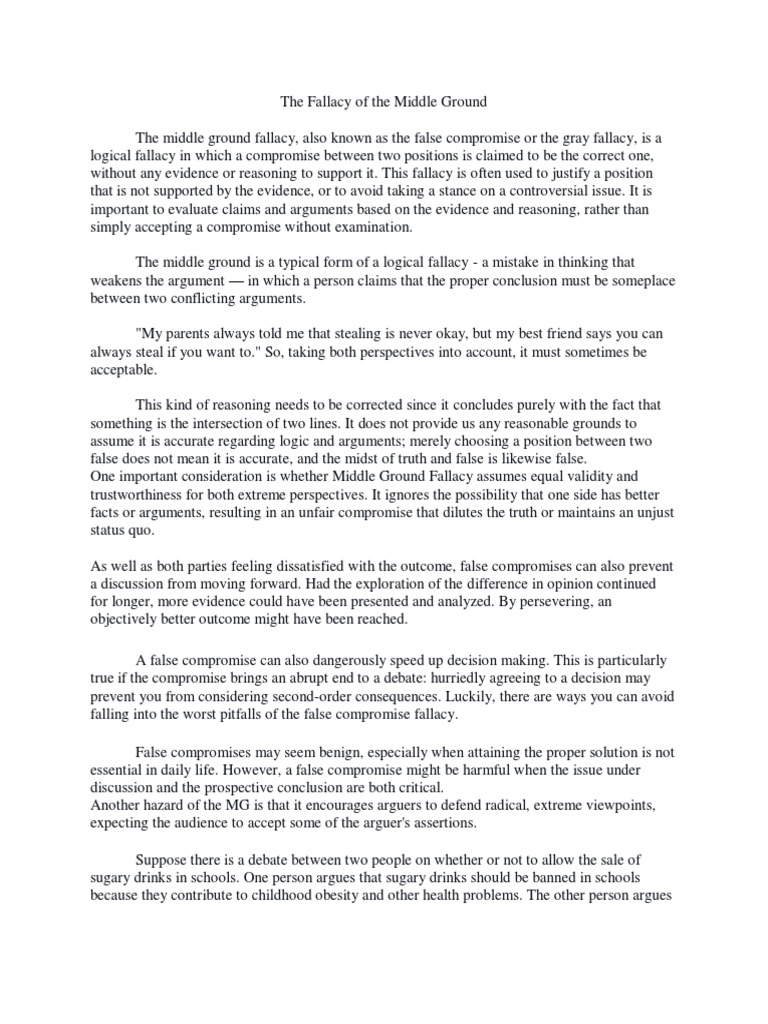 The Fallacy of The Middle Ground | PDF | Fallacy | Argument
