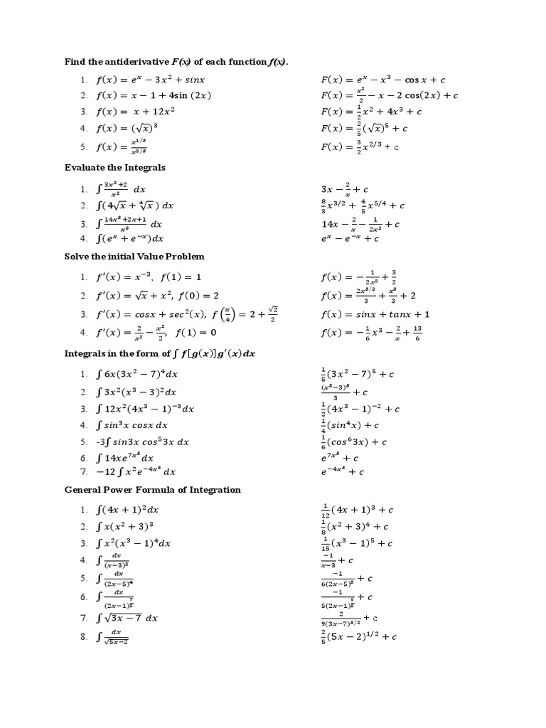 Integral Calculus Probsets | PDF