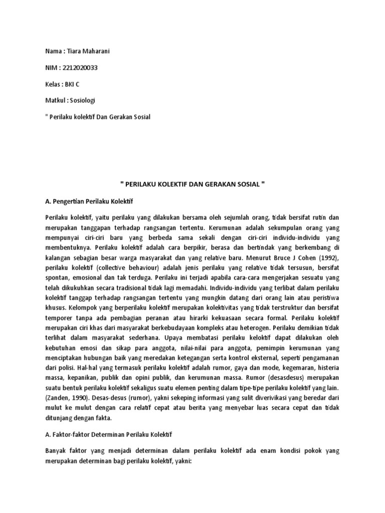 Resume_Perilaku Kolektif Dan Geralan Sosial | PDF