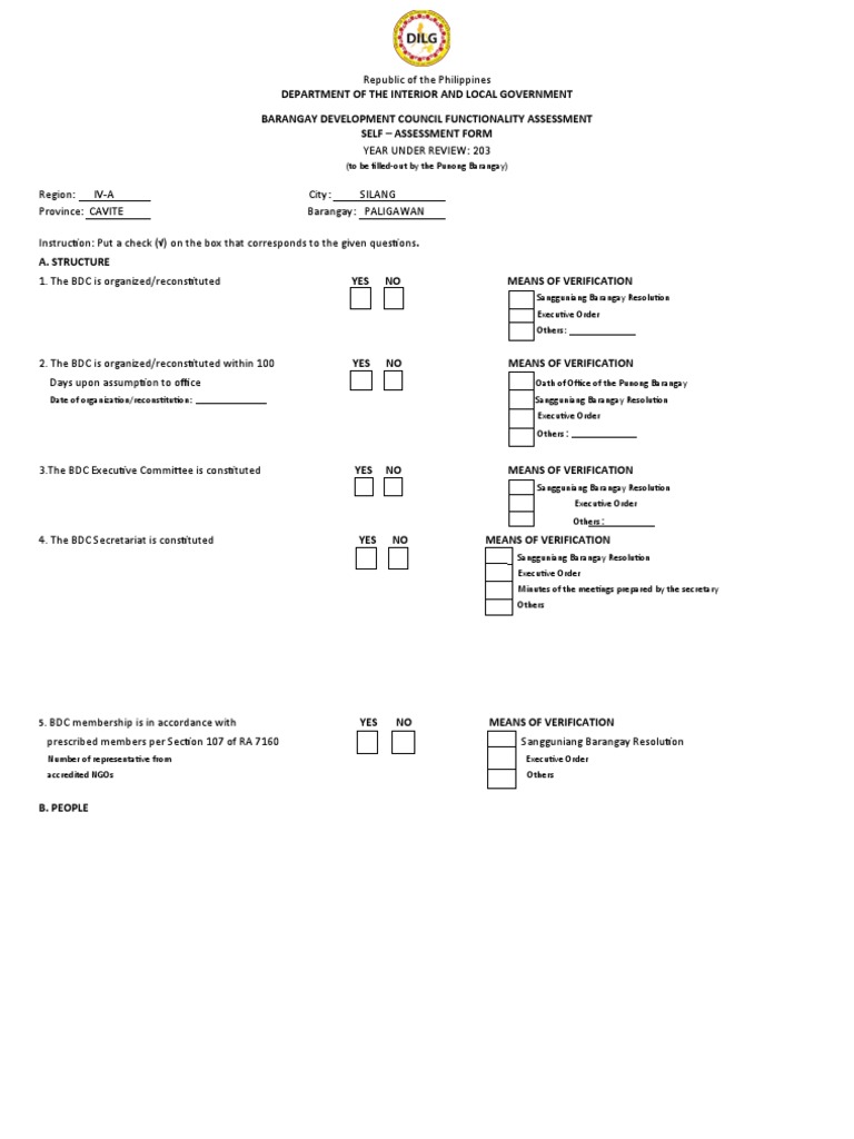 BDC Assesment Form | PDF