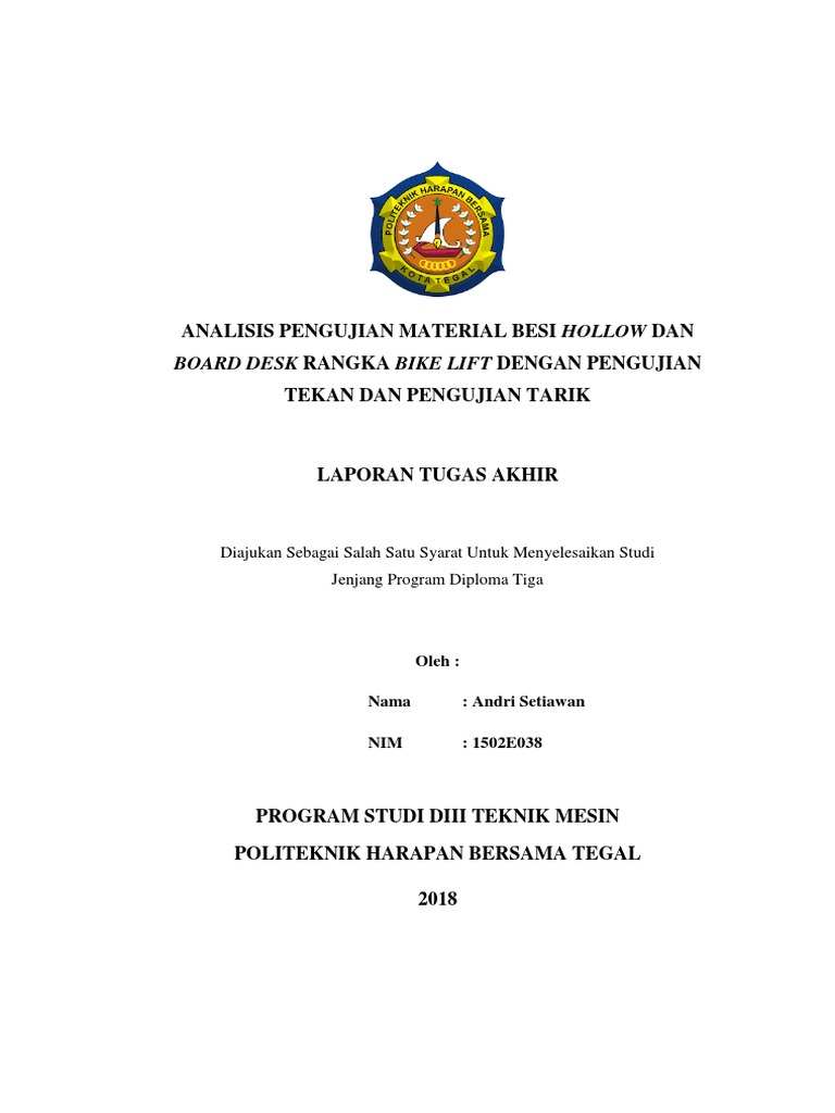 Analisis Pengujian Material Besi Hollow Dan Board Desk Rangka Bikelift ...