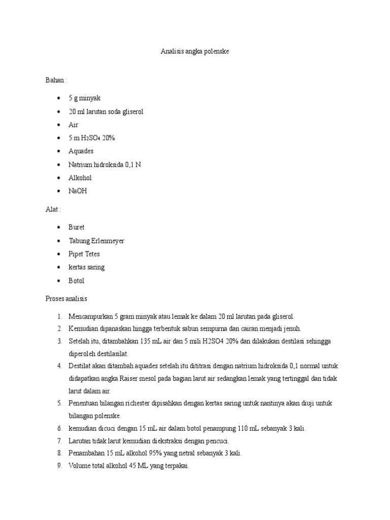 Analisis Angka Polenske | PDF