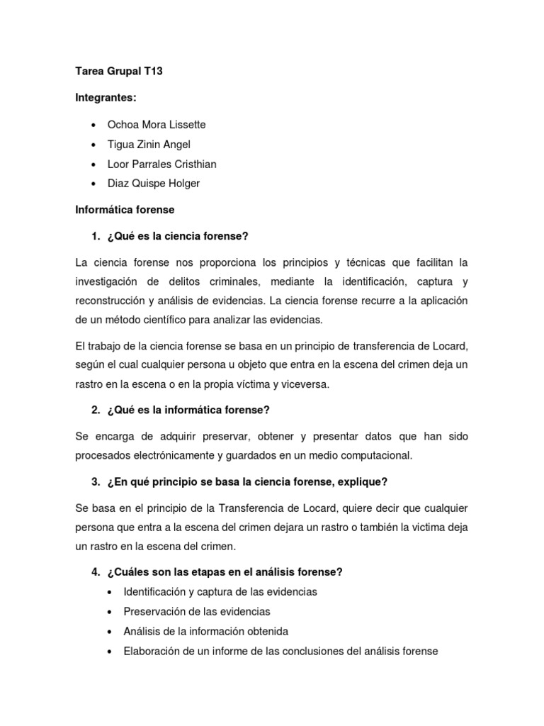 Tarea Grupal - T13 - Informatica Forense | PDF | Archivo de computadora | Informática forense