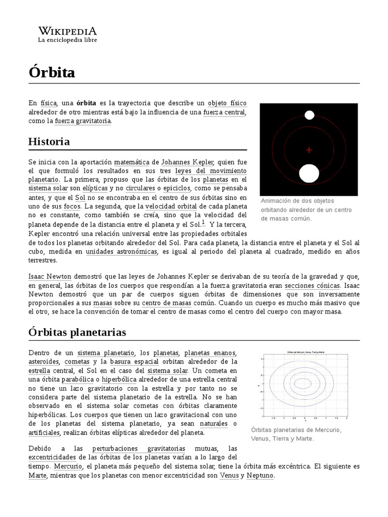 Órbita | PDF | Orbita | Gravedad