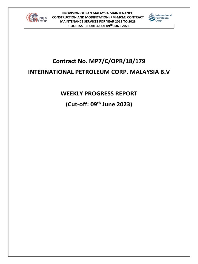IPC MCM Weekly Progress Report | PDF