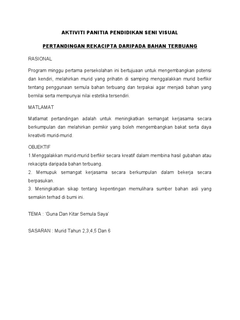 Aktiviti Panitia Pendidikan Seni Visual | PDF