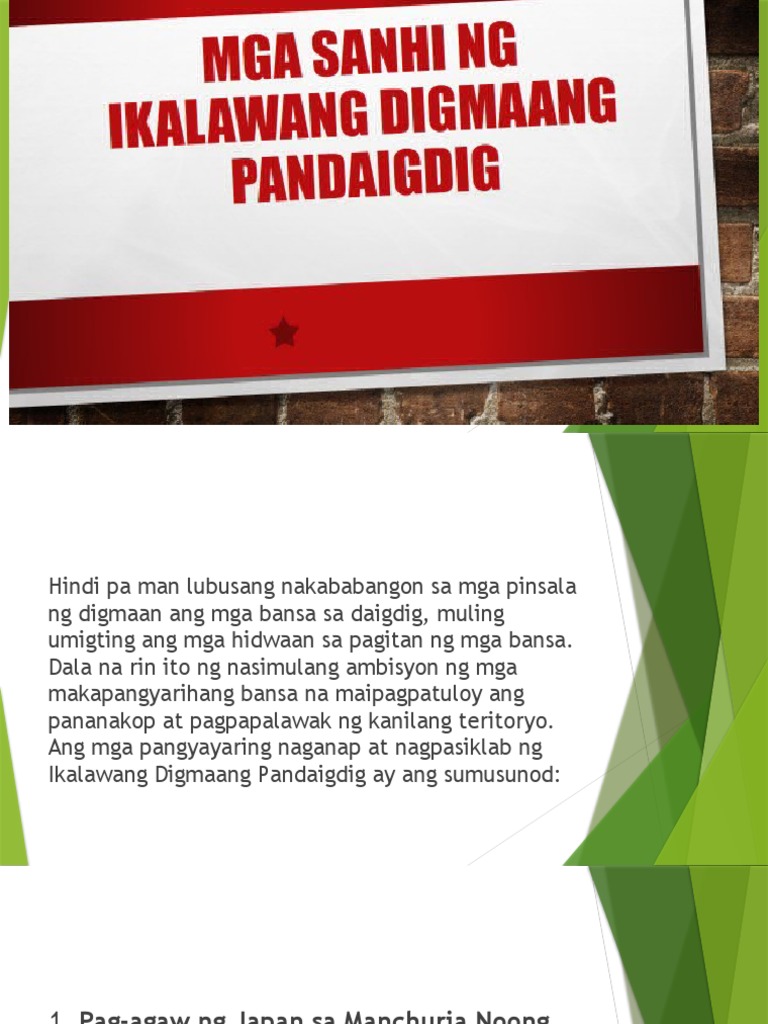 Mga Sanhi NG Ikalawang Digmaang Pandaigdig | PDF