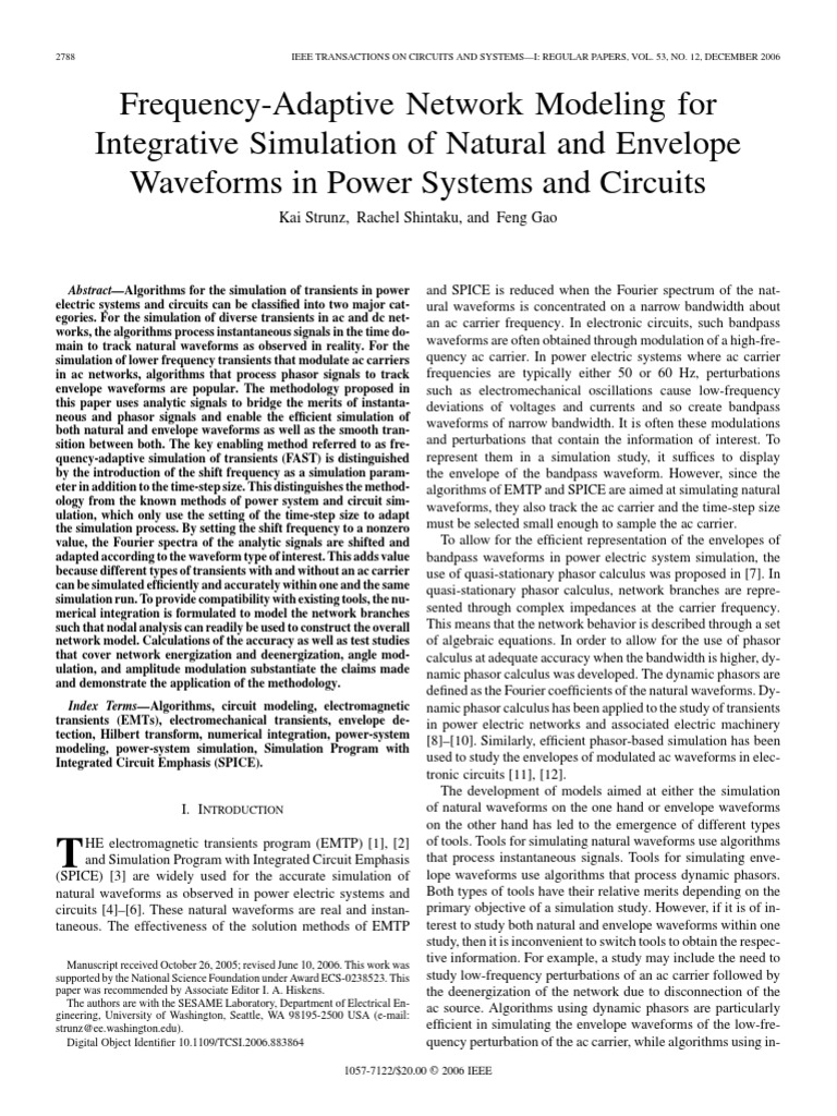 Frequency Adaptive Network Modeling For Integrative Simulation of ...