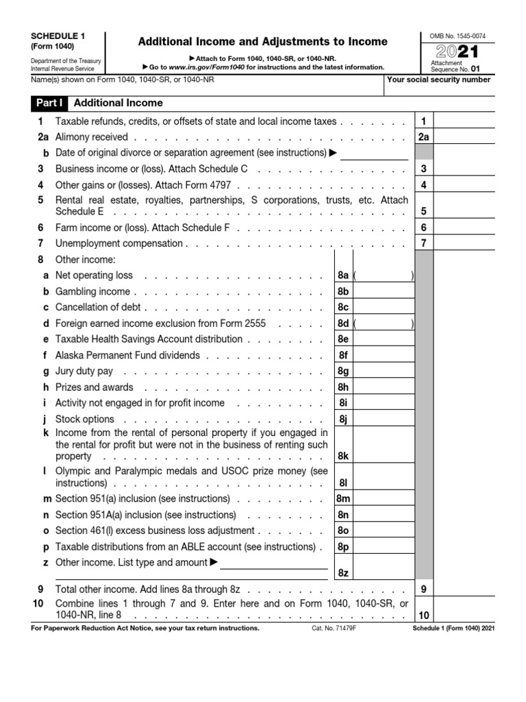 Additional Income and Adjustments To Income | PDF | Tax Deduction | Irs ...