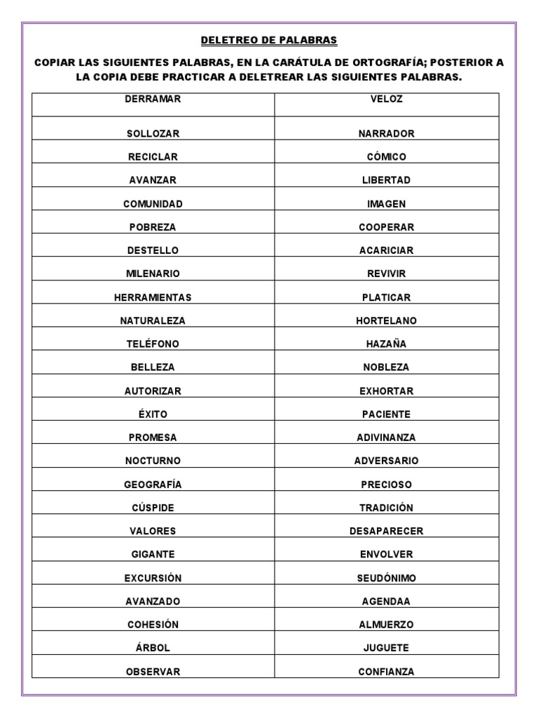 Deletreo de Palabras 3ro | PDF