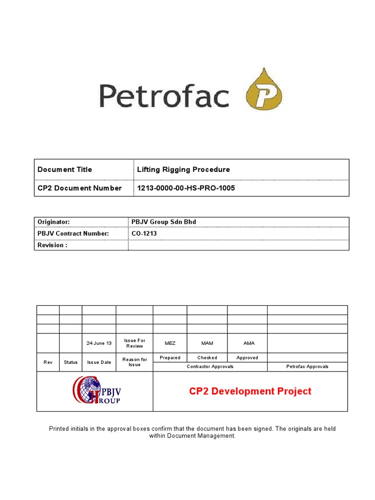 Petrofac - Lifting Rigging Procedure | PDF | Elevator | Crane (Machine)
