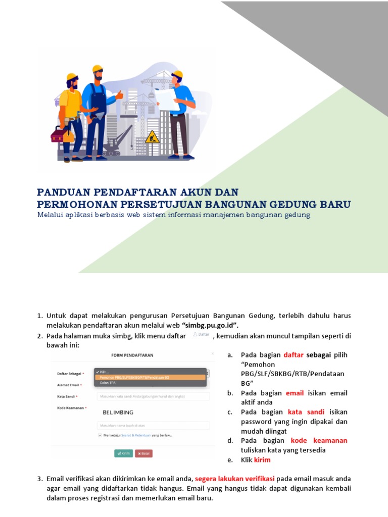 Buku Panduan SIMBG Bangunan Gedung Baru | PDF