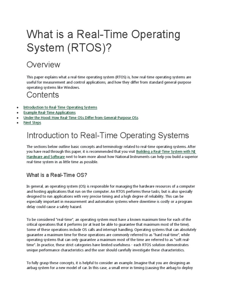 RTOS | PDF | Operating System | Real Time Computing RTOS | PDF | Operating System | Real Time Computing
