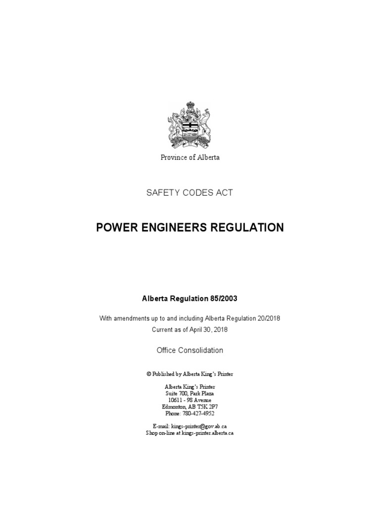 2003 - 085 Power Engineers Regulation | Download Free PDF | Boiler | Steam