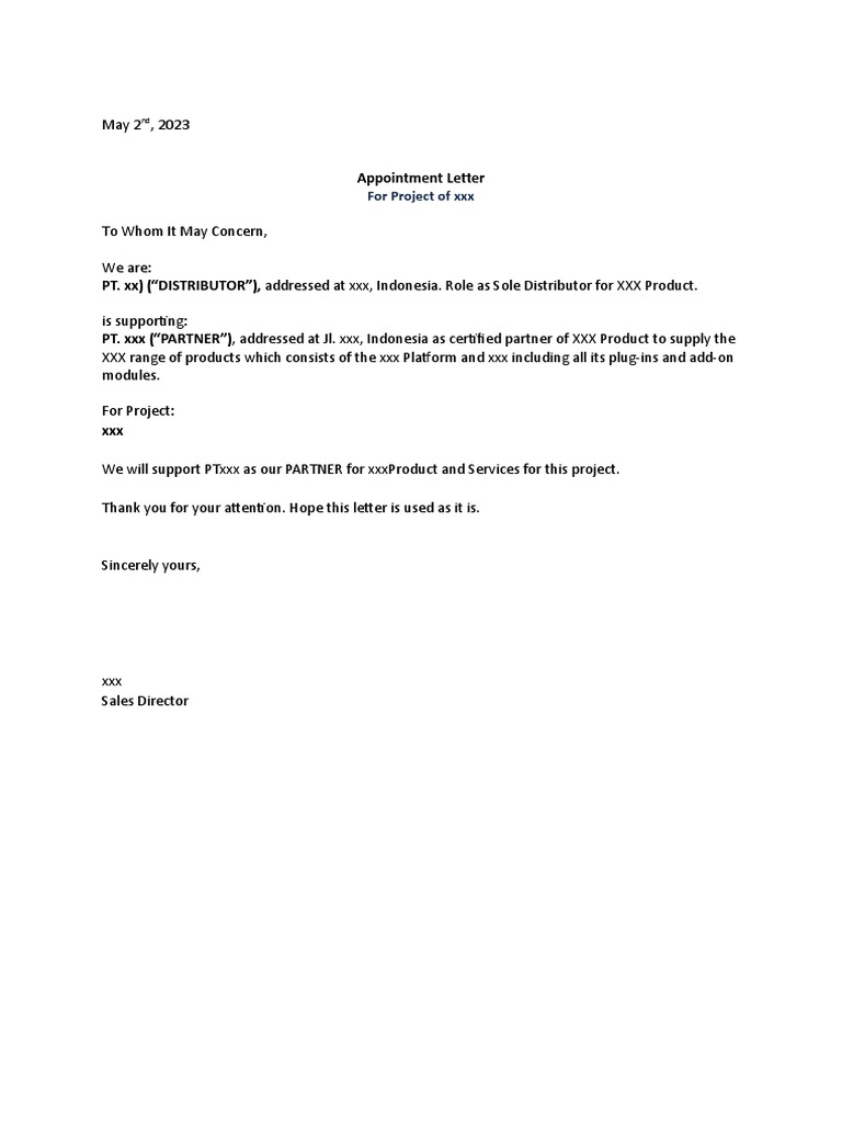 Supporting Letter Template | PDF