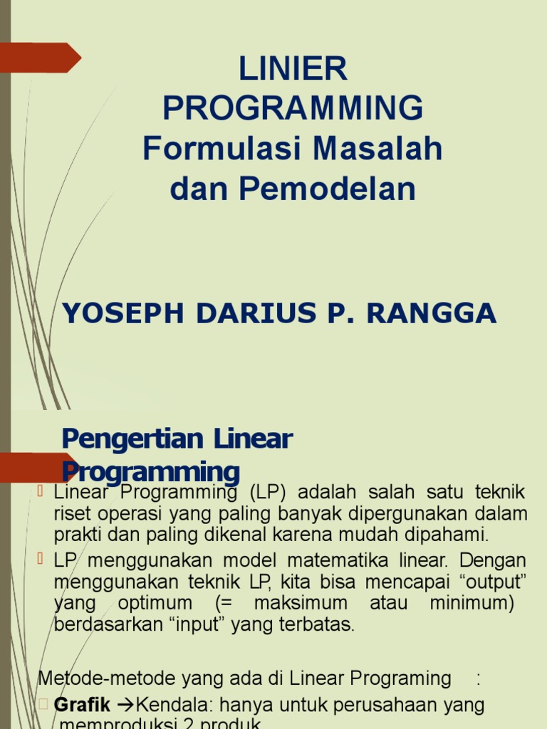 Linier Programming-Formulasi Masalah Dan Model | PDF