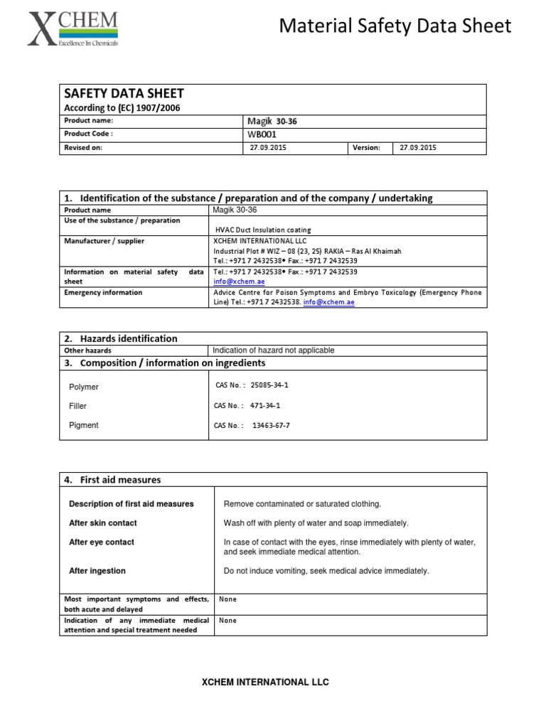 Magik 30-36 - MSDS | PDF | Combustion | Safety
