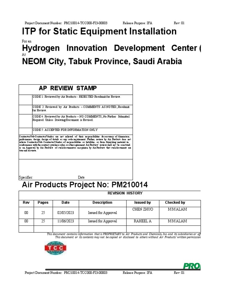 NEOM HIDC Static Equipment ITP | PDF | Screw | General Contractor