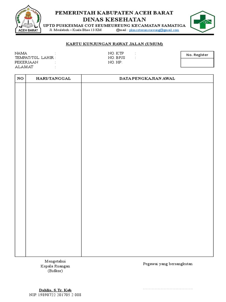 Kartu Kunjungan Rawat Inab | PDF