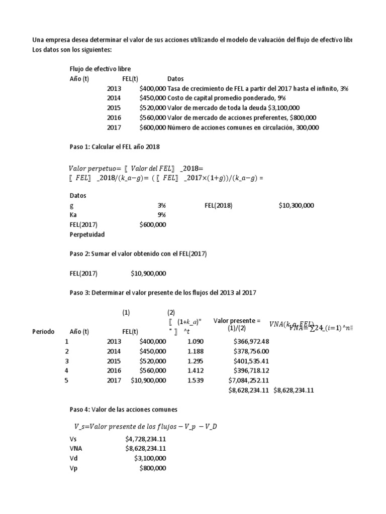 Modelo de Valuacion de Flujo de Efectivo Libre | PDF | Compartir ...