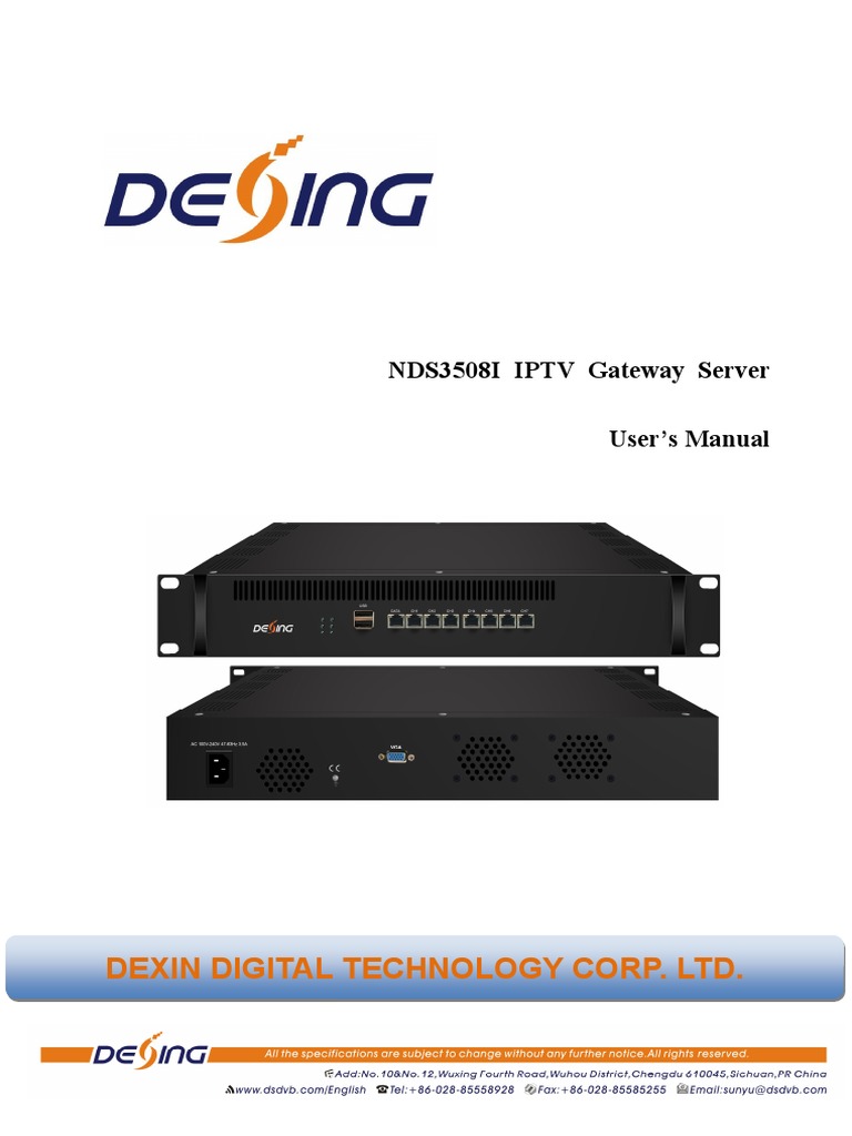 NDS3508I IPTV Gateway Server User's Manual 2019.6 | Download Free PDF ...