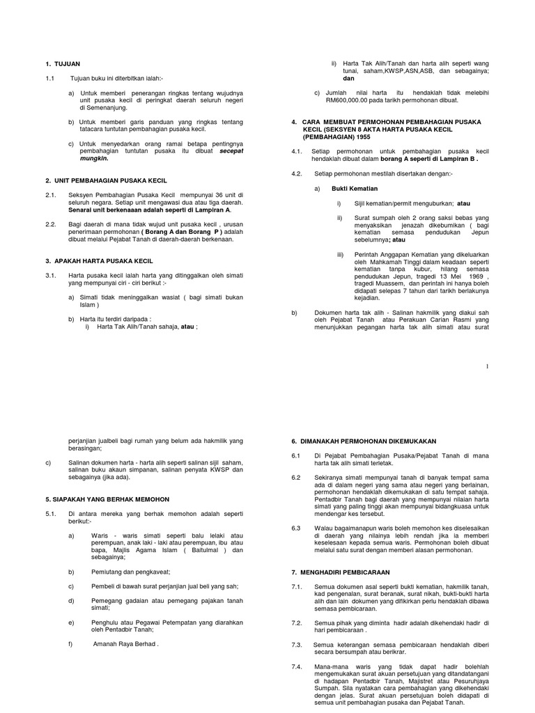 Buku Panduan An Harta Pusaka Kecil | PDF