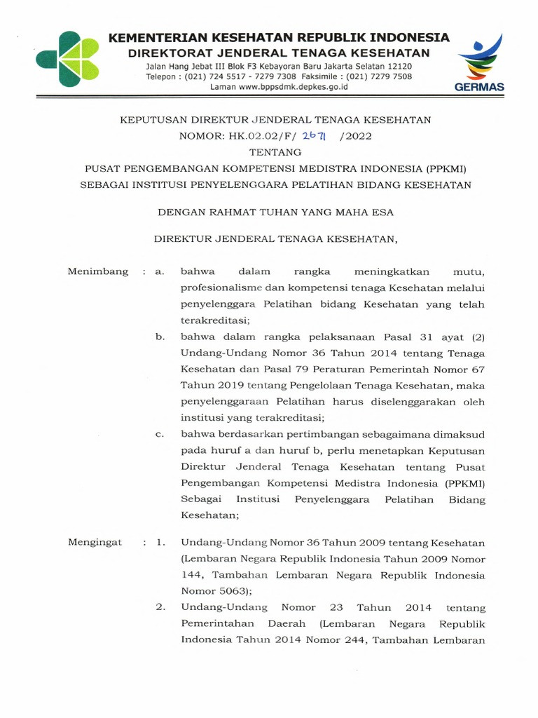 PPKMI: Institusi Pelatihan Kesehatan Terakreditasi A | PDF