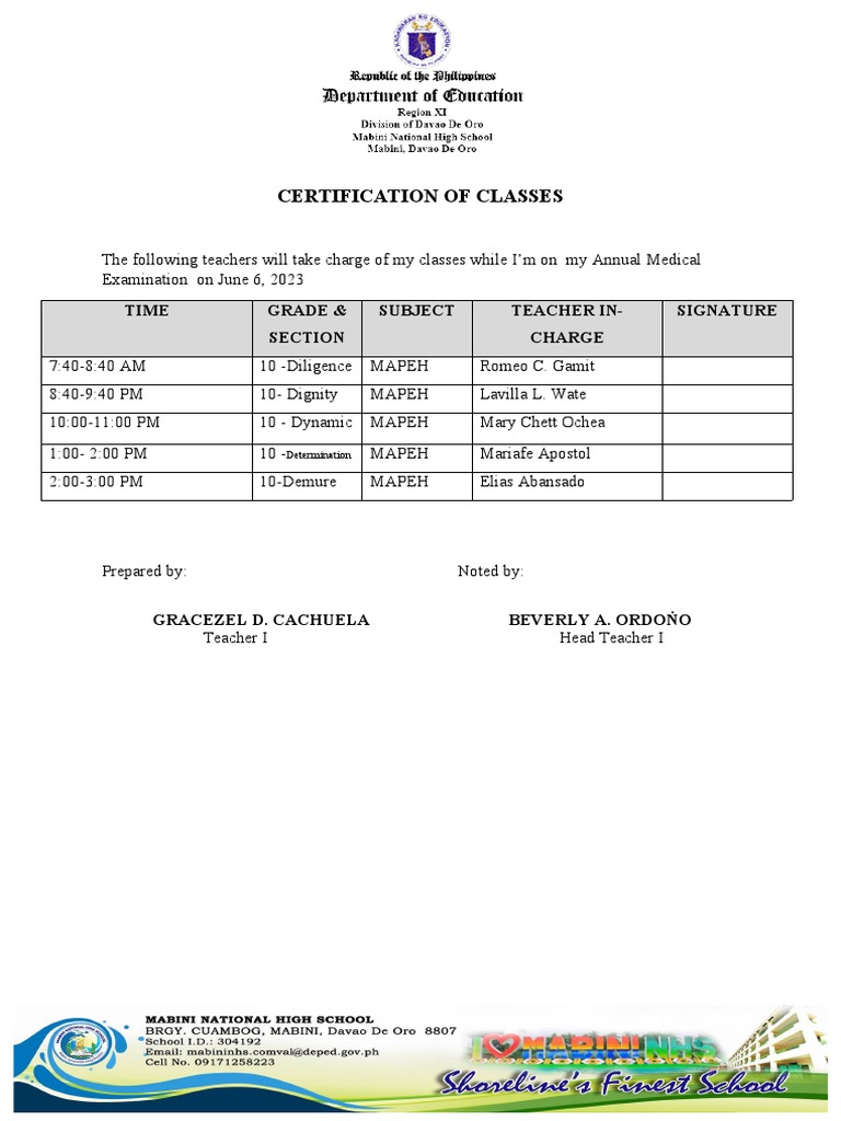 Class Coverage During Medical Leave | PDF