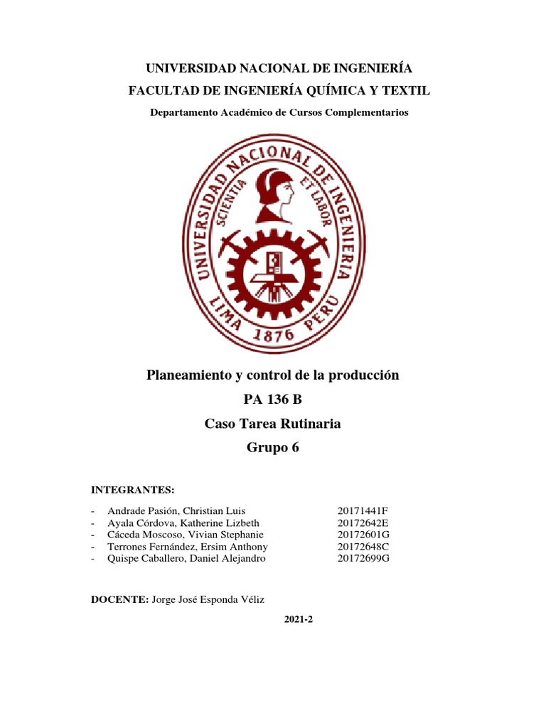 PC 4 - Caso Tarea Rutinaria - G6 | PDF