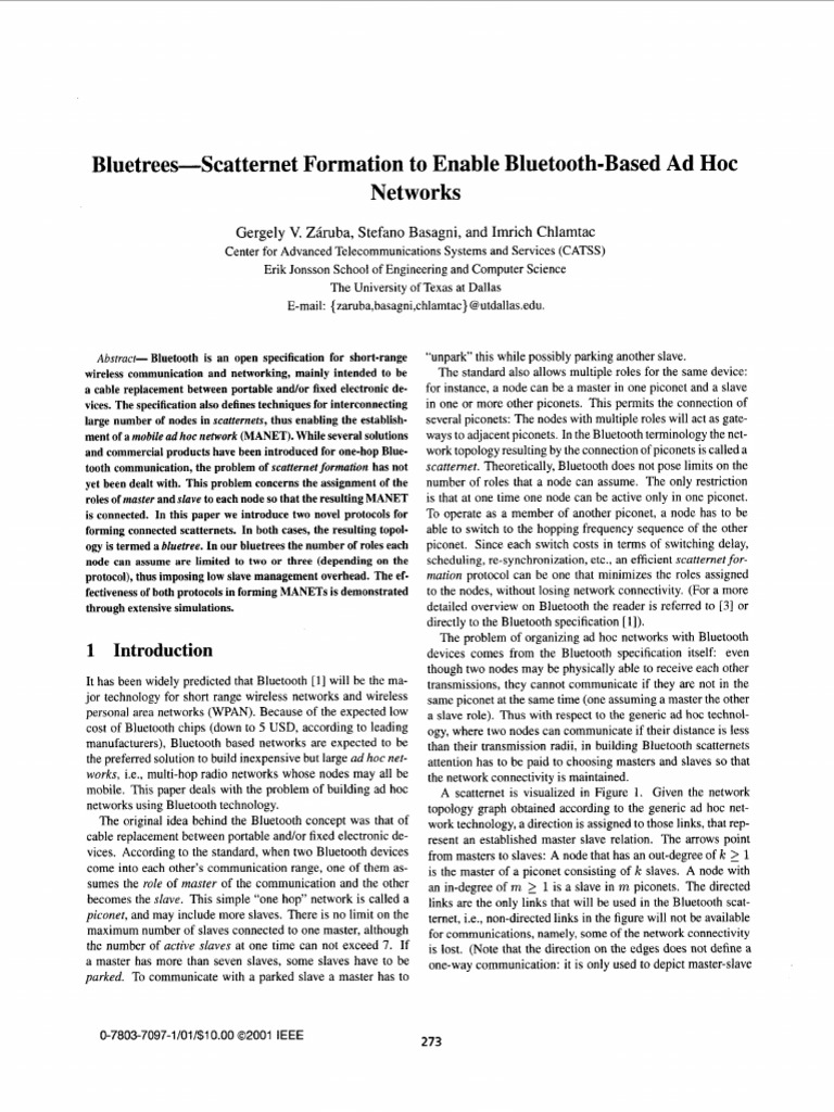 Bluetrees-Scatternet Formation To Enable Bluetooth-Based Ad Hoc ... Bluetrees-Scatternet Formation To Enable Bluetooth-Based Ad Hoc ...