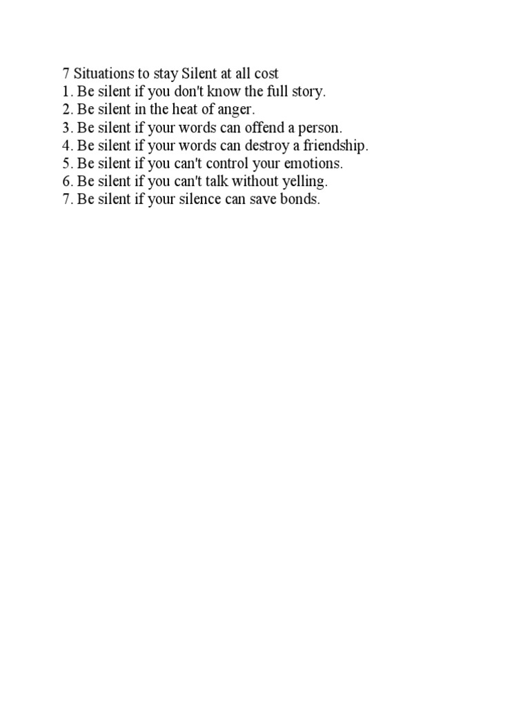 7 Situations To Stay Silent at All Cost | PDF