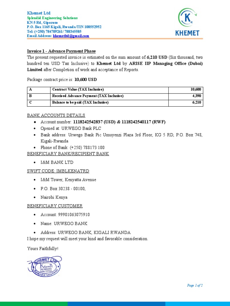 Invoice No 2 To Arise | PDF