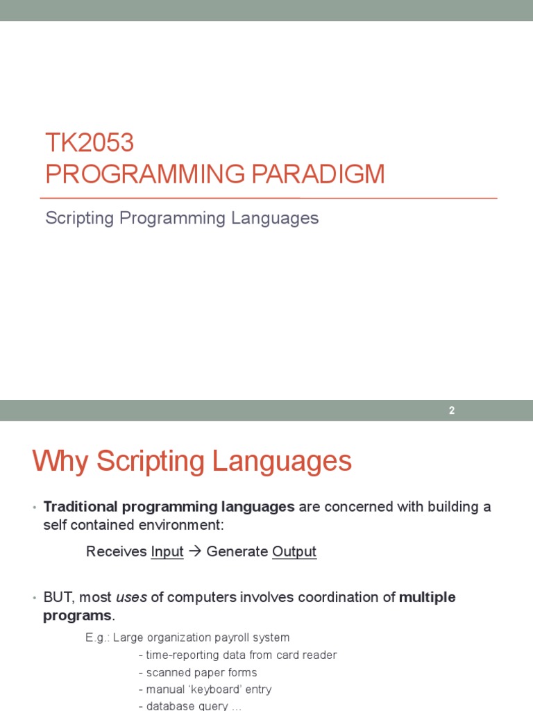 LN 1 ScriptingProgrammingLanguages | PDF | Scripting Language | Programming Language