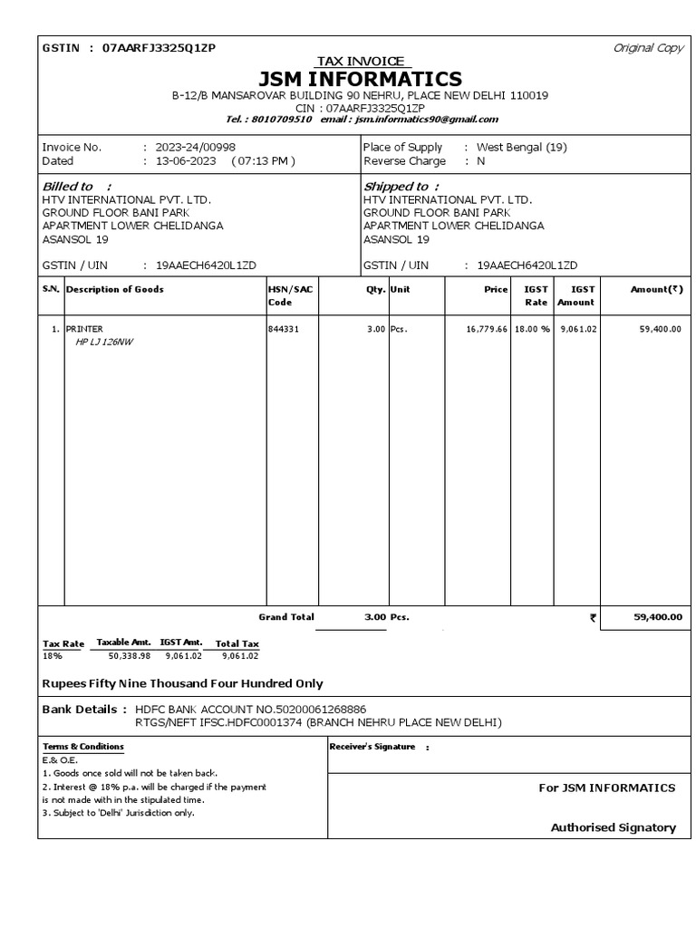 HTV International Invoice Details | PDF | Services (Economics) | Public ...
