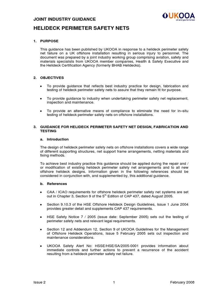(Ukooa) Helideck Perimeter Net - Safety Guidance Issue 2 | PDF