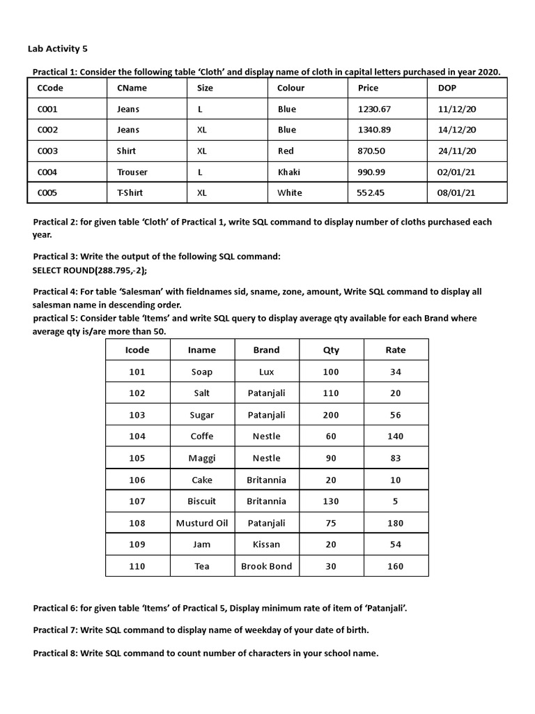 XII IP Practical Lab Activity 5 | PDF