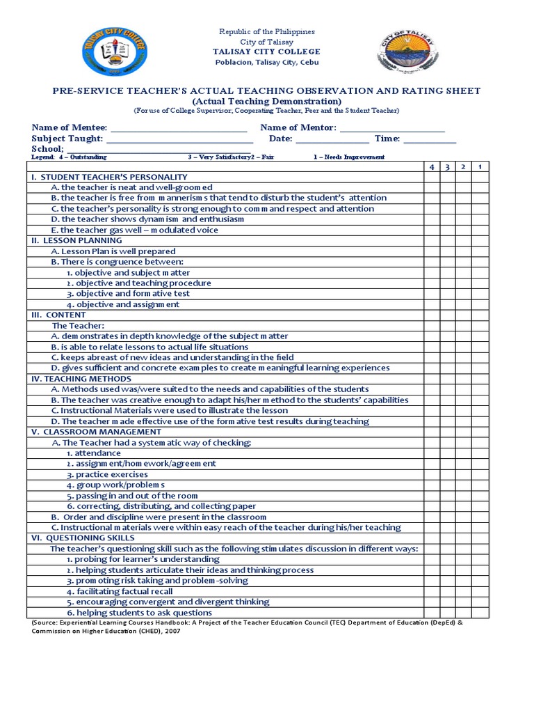 Teaching Demo Evaluation | Download Free PDF | Teachers | Learning