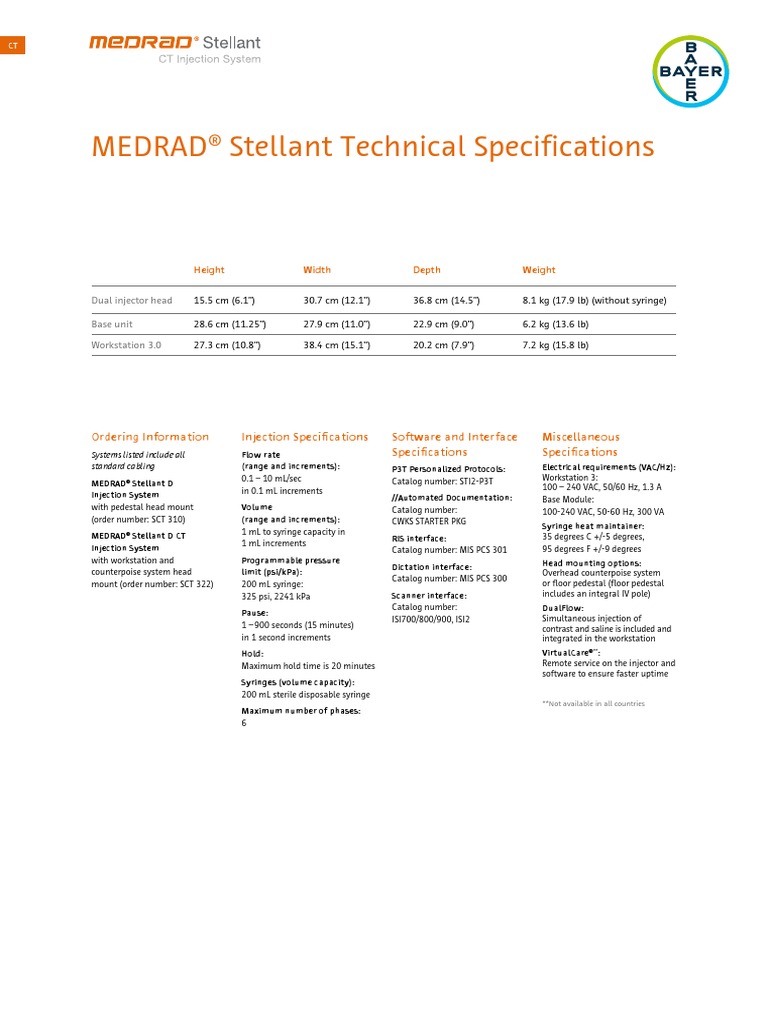 M STE AA Stellant Technical Specifications | PDF | Syringe | Computing