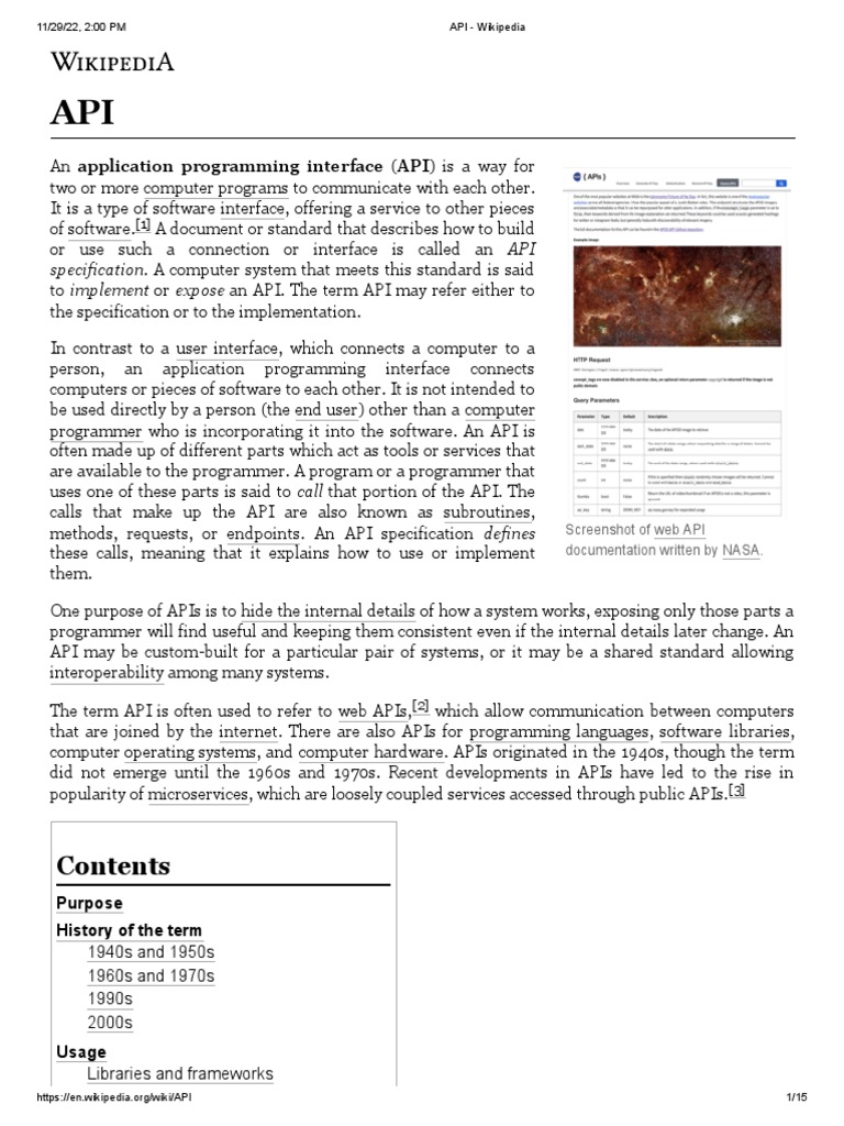 API - Wikipedia | PDF