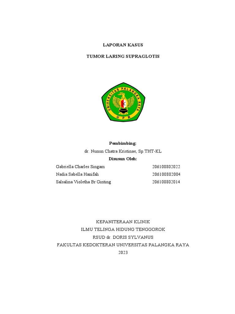 TUMOR LARING SUPRAGLOTIS (1) Revisi | PDF