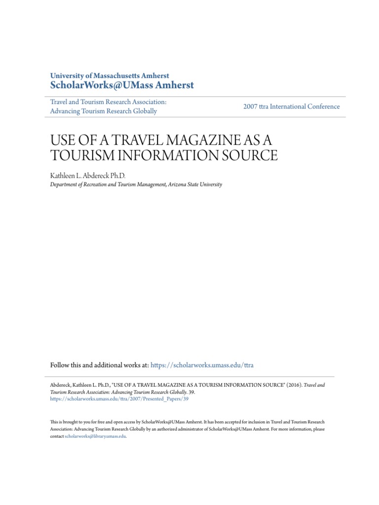 Travel Magazine's Impact on Tourism Decisions | PDF | Social Science