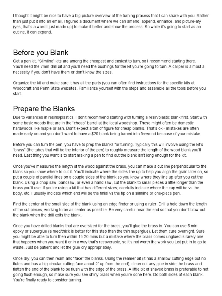 Pen Turning Overview | PDF