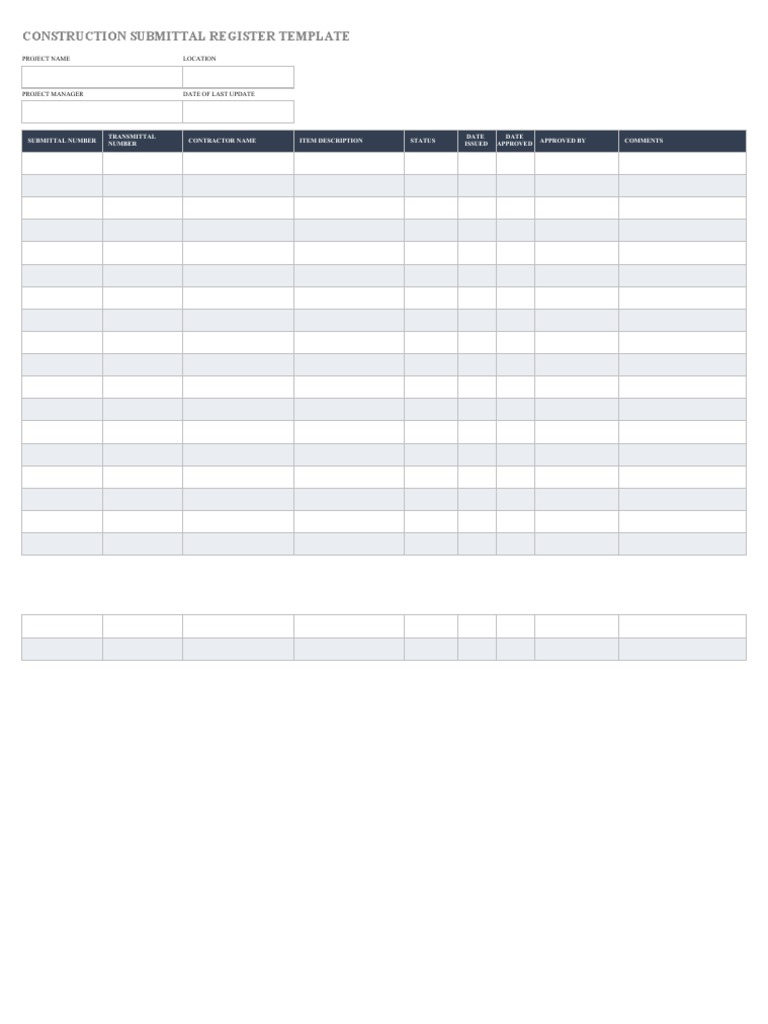 IC Construction Submittal Register 10930 | PDF