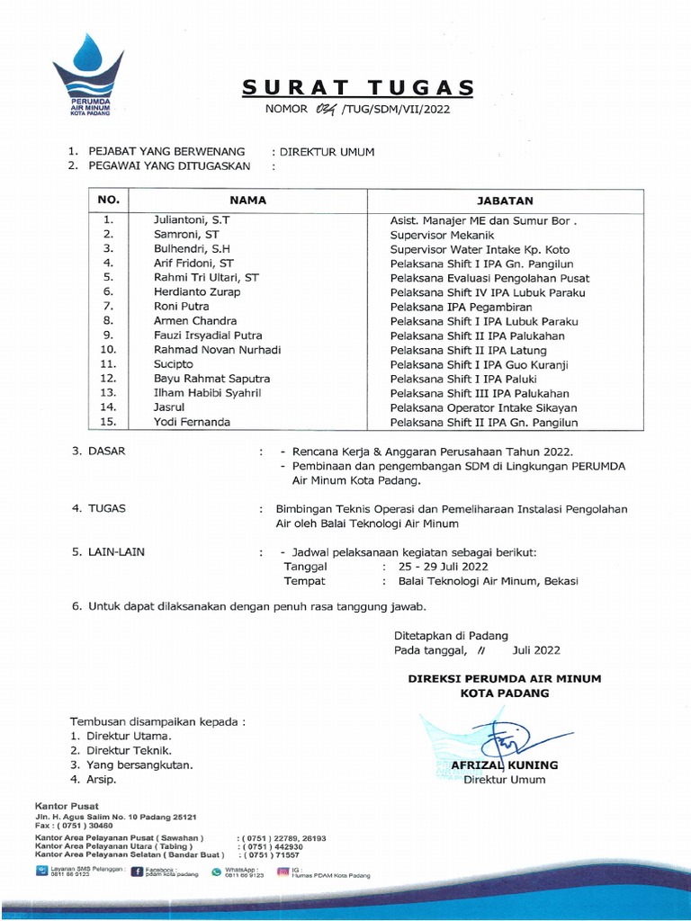 Surat Tugas Pemeliharaan IPA Oleh BTAM | PDF