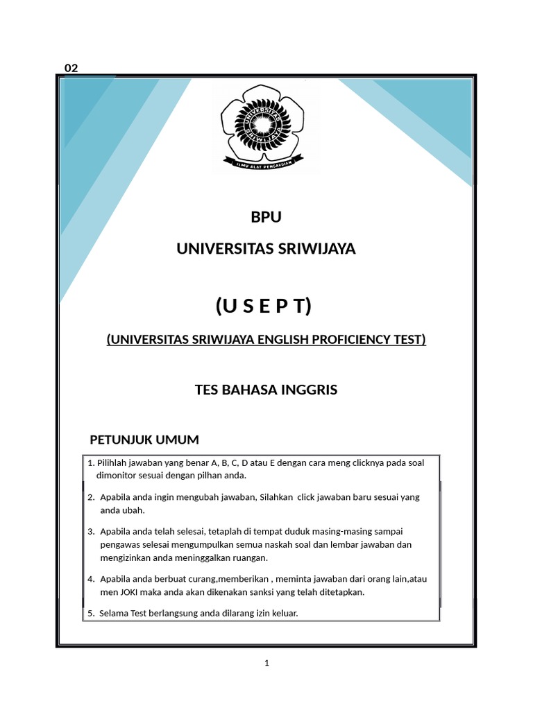 SOAL USEPT PAKET 02 LISTENING READING STRUCTURE .New | PDF
