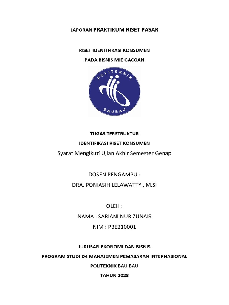 Laporan Praktikum Riset Pasar | PDF