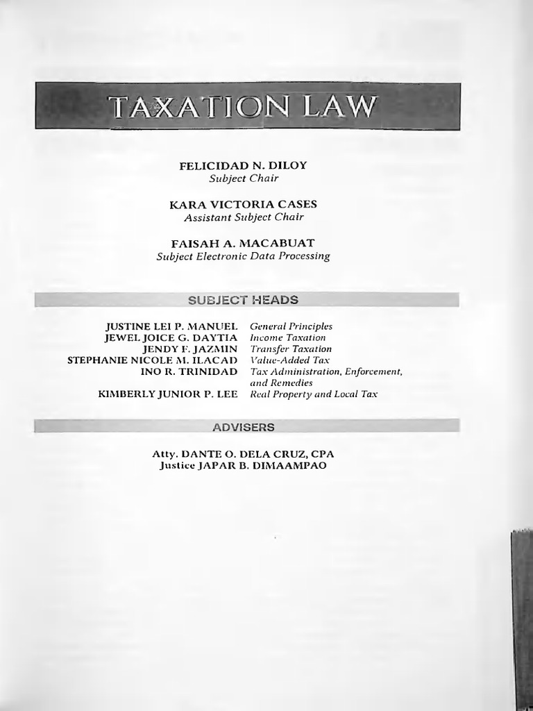 2021 San Beda Red Book Taxation Law-Unlocked | Download Free PDF ...