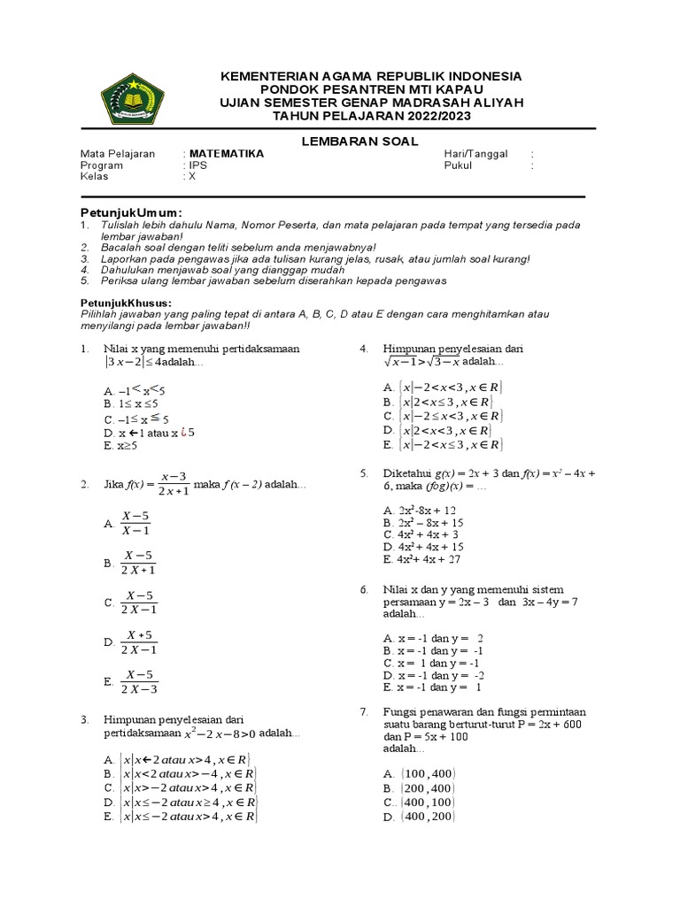 Matematika X Genap | PDF | Metode & Bahan Ajar