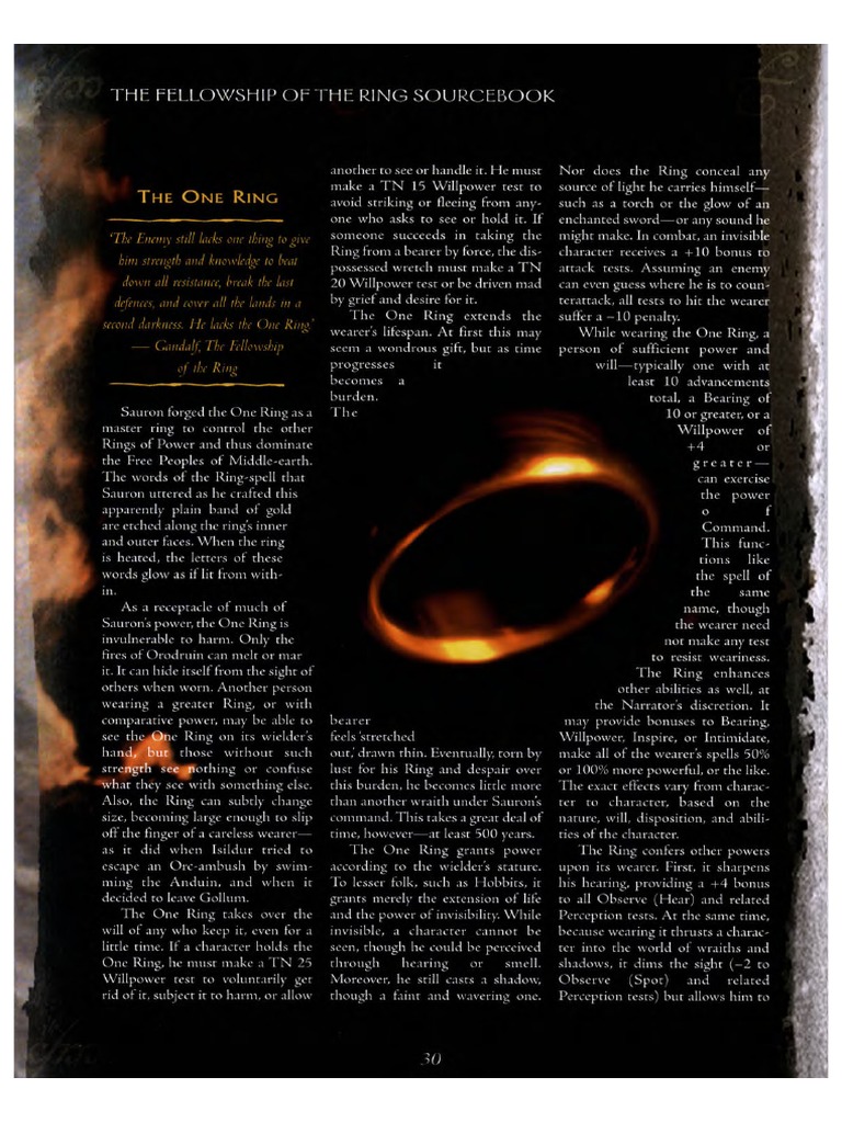 LOTR RPG - The Fellowship of The Ring - Ring | PDF